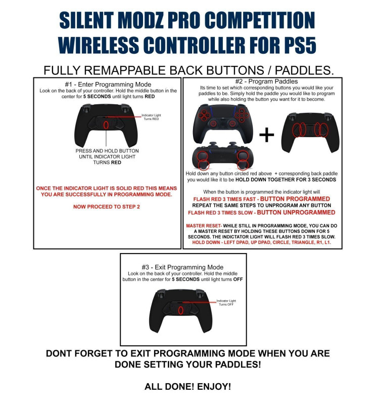 Pro 4 Competition Reflex Paddles Silent Modz Remappable Controller for ...
