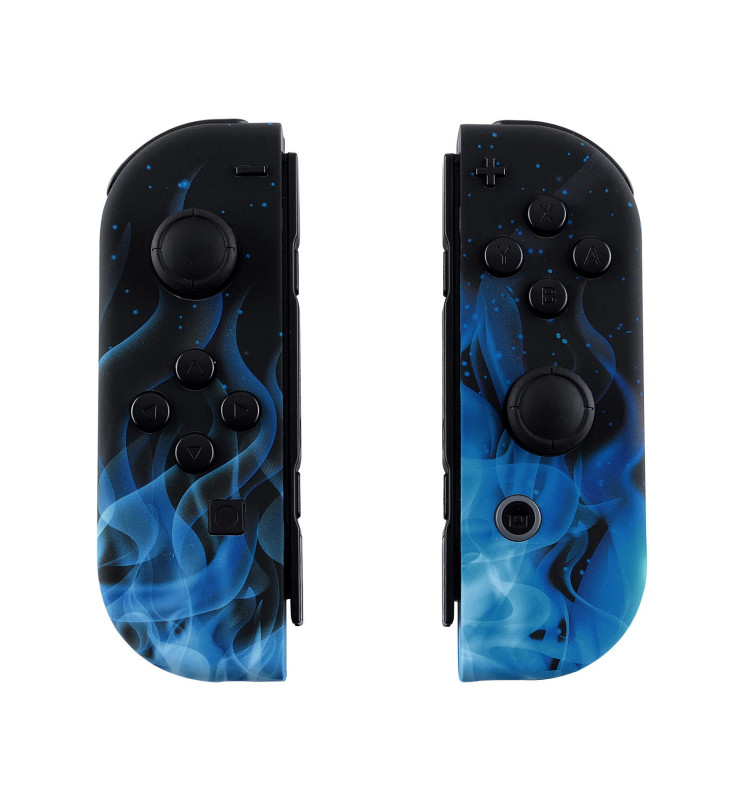 Soft Touch Blue Flames Front + Back Shells for Nintendo Switch Joycon ...