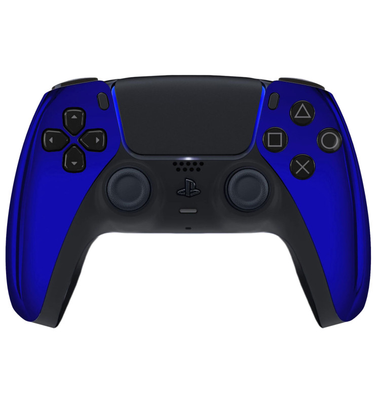 Blue Chrome Click Triggers + V4 MOD + 4 Paddles Silent Modz Controller for PS5