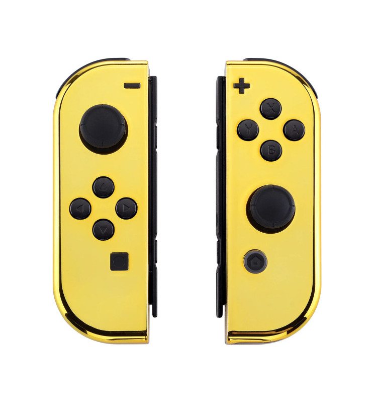 Glossy Shine Gold Chrome Front + Back Shells for Nintendo Switch Joycon ...