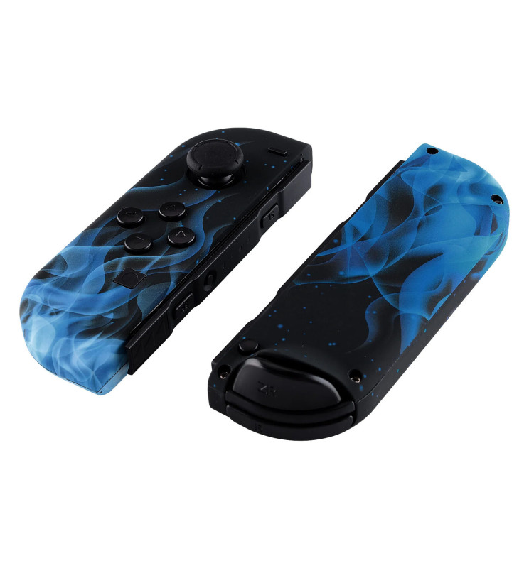 Soft Touch Blue Flames Front + Back Shells for Nintendo Switch Joycon ...