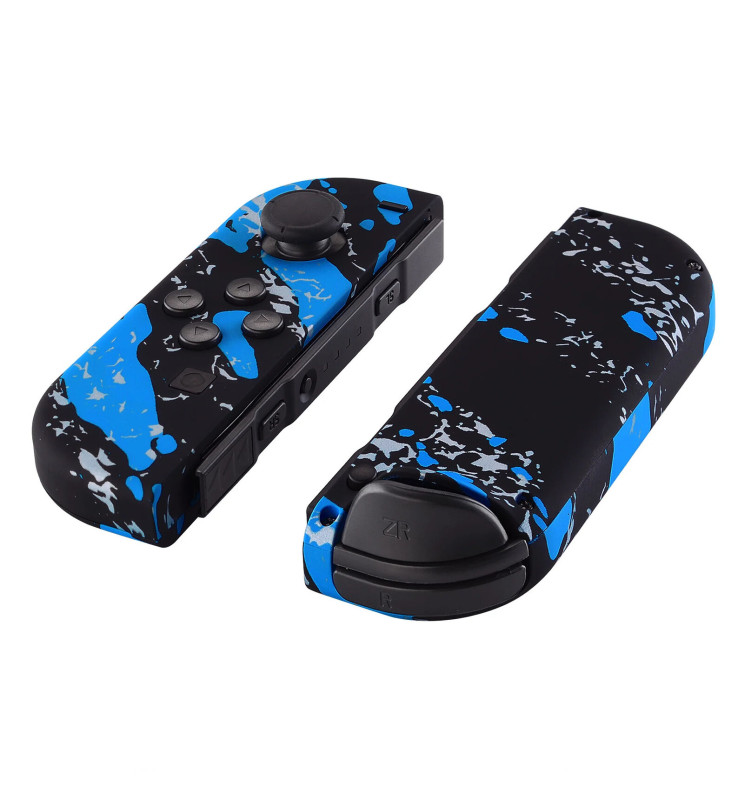 Soft Touch Blue Splash Front + Back Shells for Nintendo Switch Joycon ...