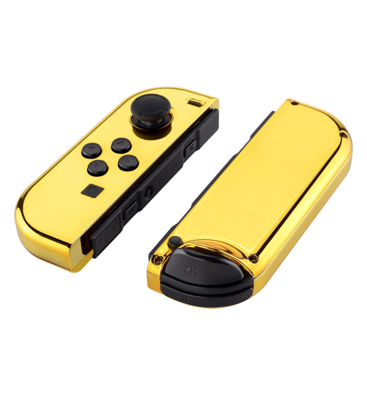 Glossy Shine Gold Chrome Front + Back Shells for Nintendo Switch Joycon ...