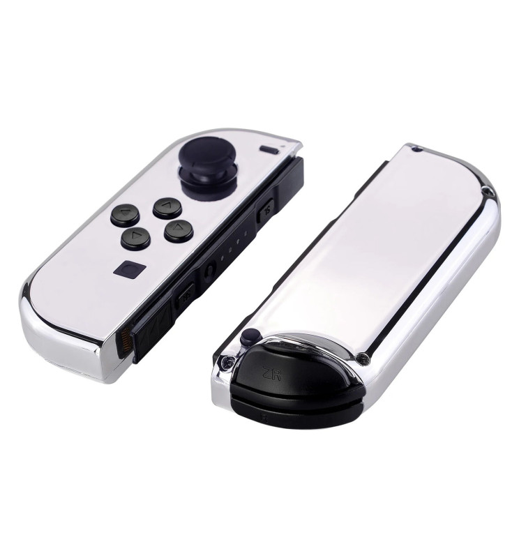 Glossy Shine Silver Chrome Front + Back Shells for Nintendo Switch ...