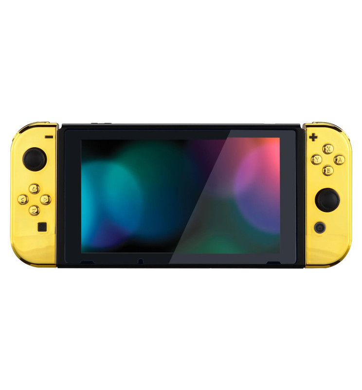 Glossy Shine Gold Chrome Front + Back Shells for Nintendo Switch Joycon ...
