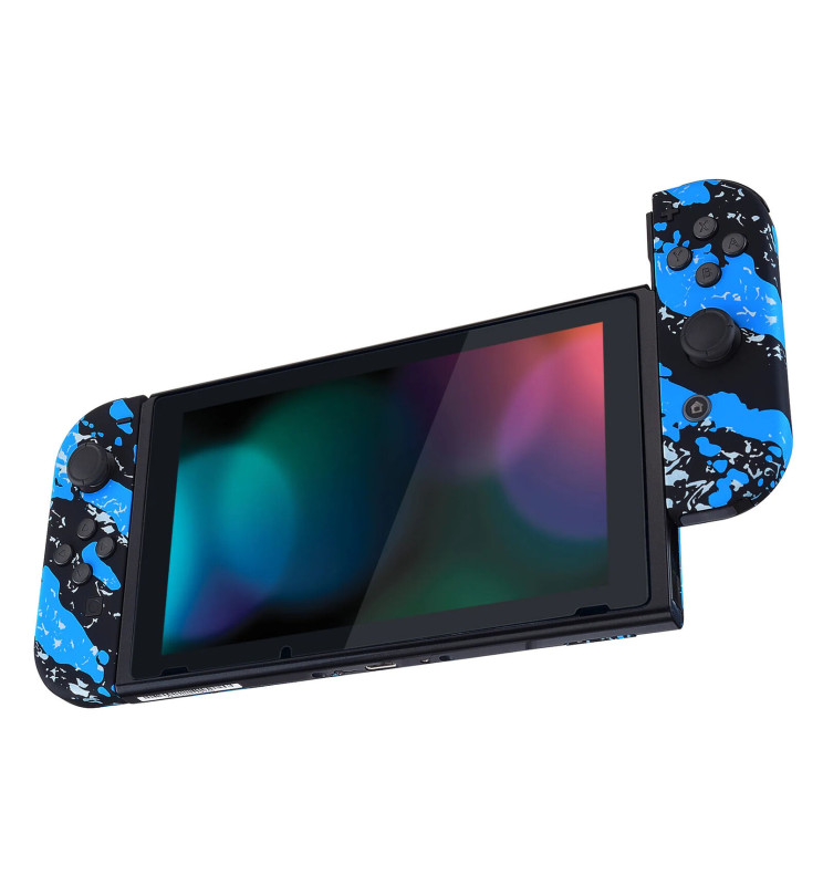 Soft Touch Blue Splash Front + Back Shells for Nintendo Switch Joycon ...