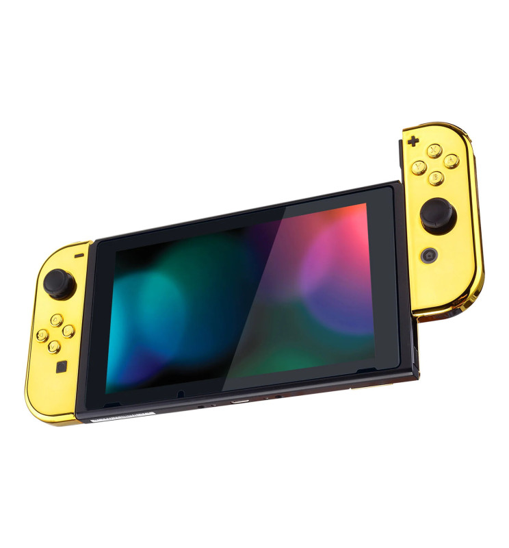 Glossy Shine Gold Chrome Front + Back Shells for Nintendo Switch Joycon ...